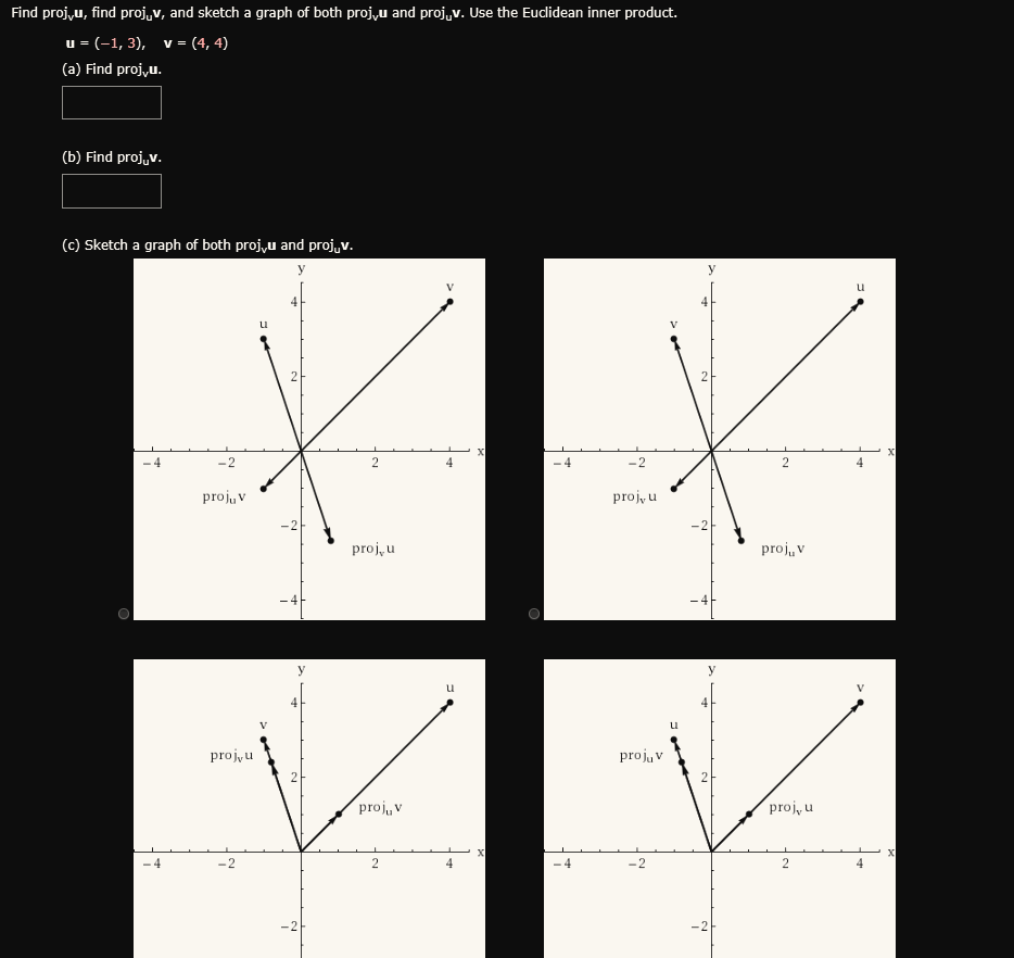 Solved Find projyu, find projuv, and sketch a graph of both | Chegg.com
