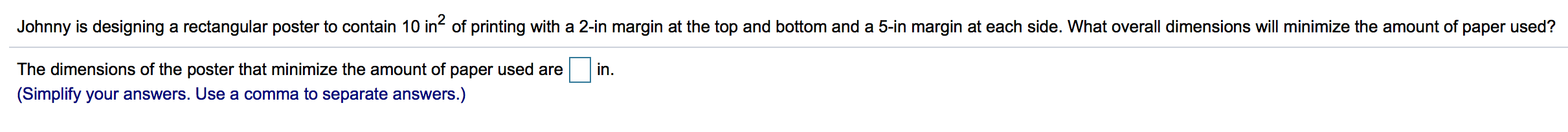 Solved Johnny is designing a rectangular poster to contain | Chegg.com