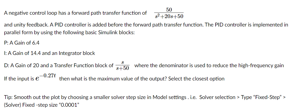 Solved 50 A negative control loop has a forward path | Chegg.com