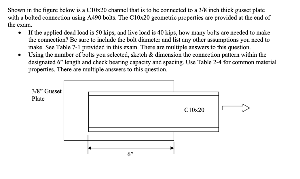Shown in the figure below is a C10x20 channel that is | Chegg.com