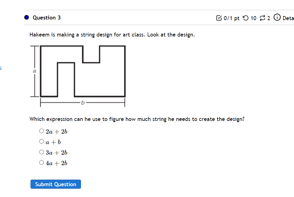 Solved Hakeem is making a string design for art class. Look | Chegg.com