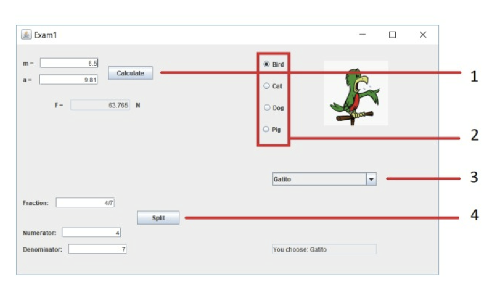 Solved In Java: In a single frame make each section | Chegg.com