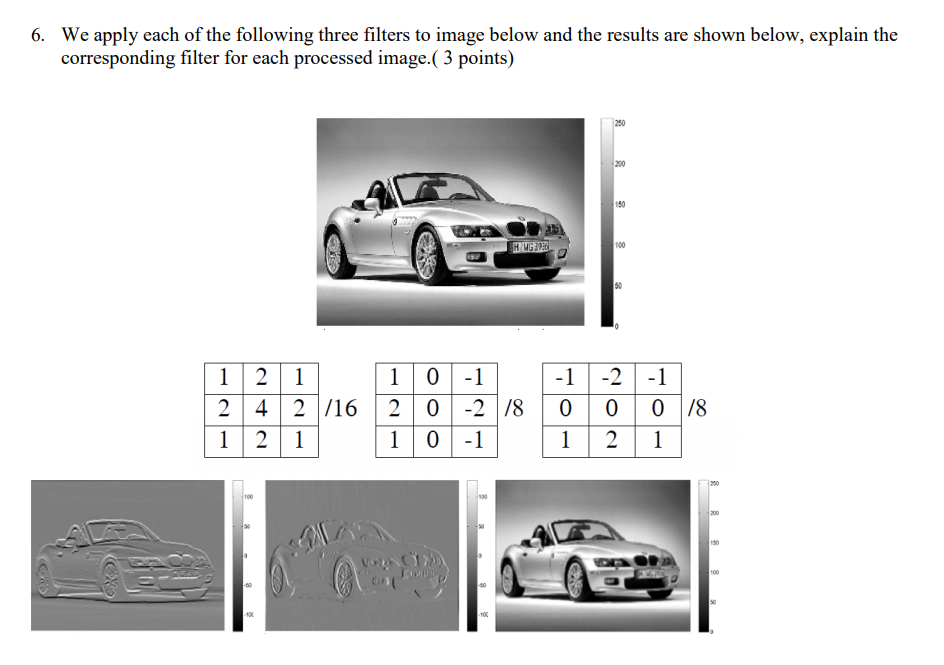 Solved 6. We apply each of the following three filters to | Chegg.com