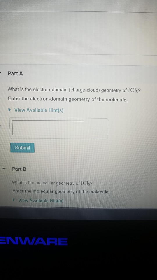Solved Part A What is the electron-domain (charge-cloud) | Chegg.com