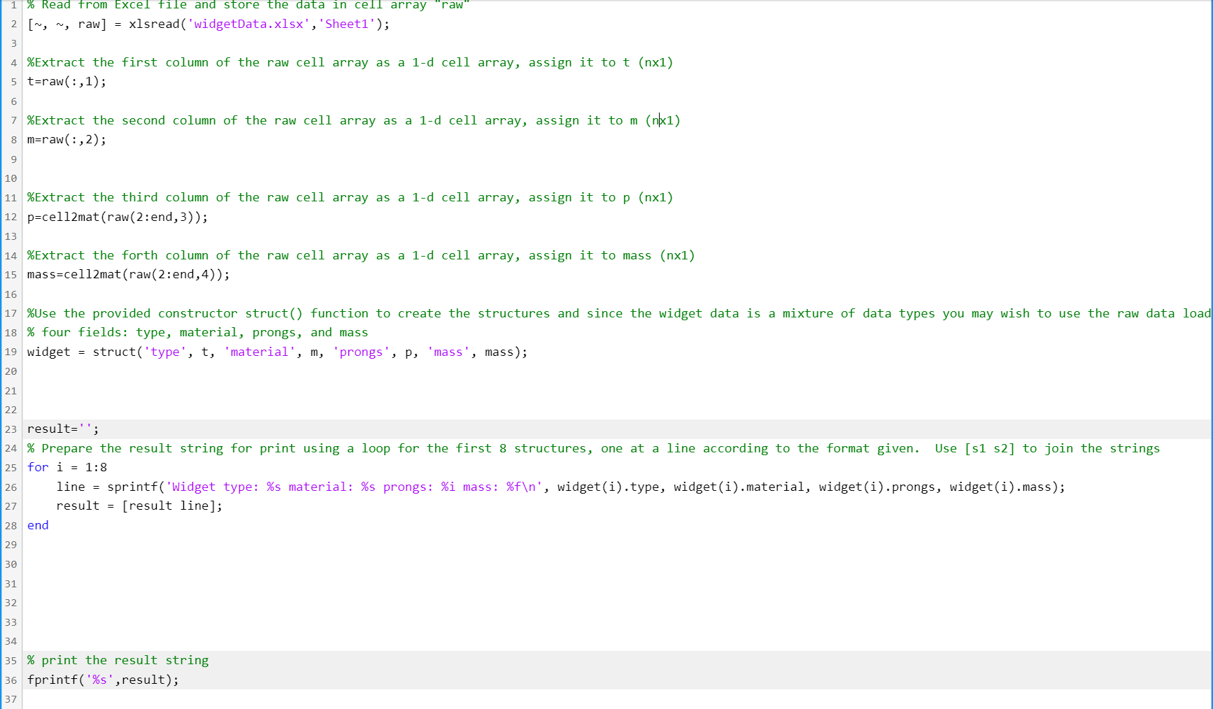 Solved The MATLAB file widgetData. x ls x containswidget | Chegg.com