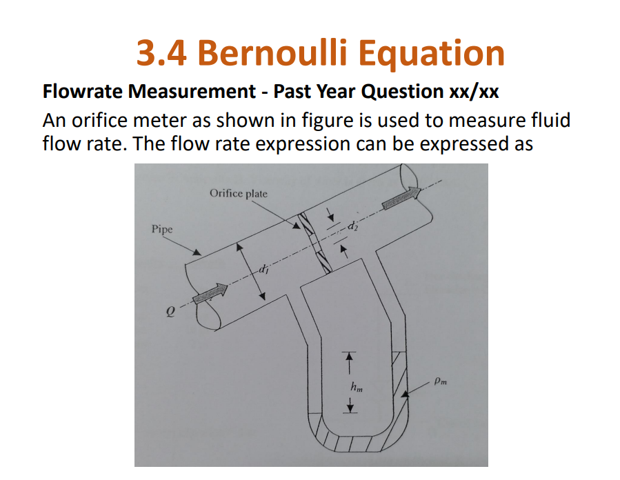 Solved 3.4 Bernoulli Equation Flowrate Measurement - Past | Chegg.com