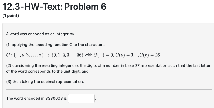 Solved A word was encoded as an integer by(1) ﻿applying the | Chegg.com