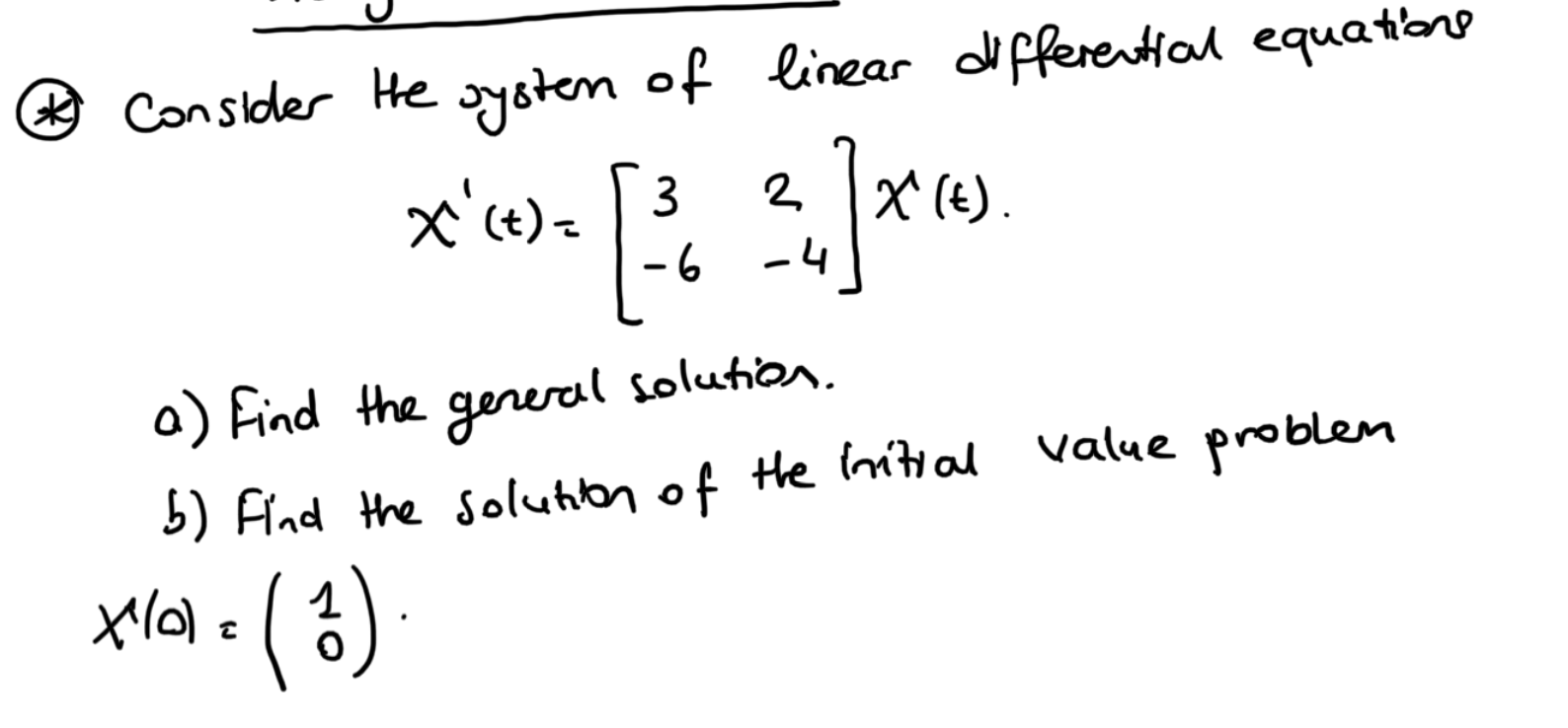 Solved ® Consider He system of linear differential equations | Chegg.com