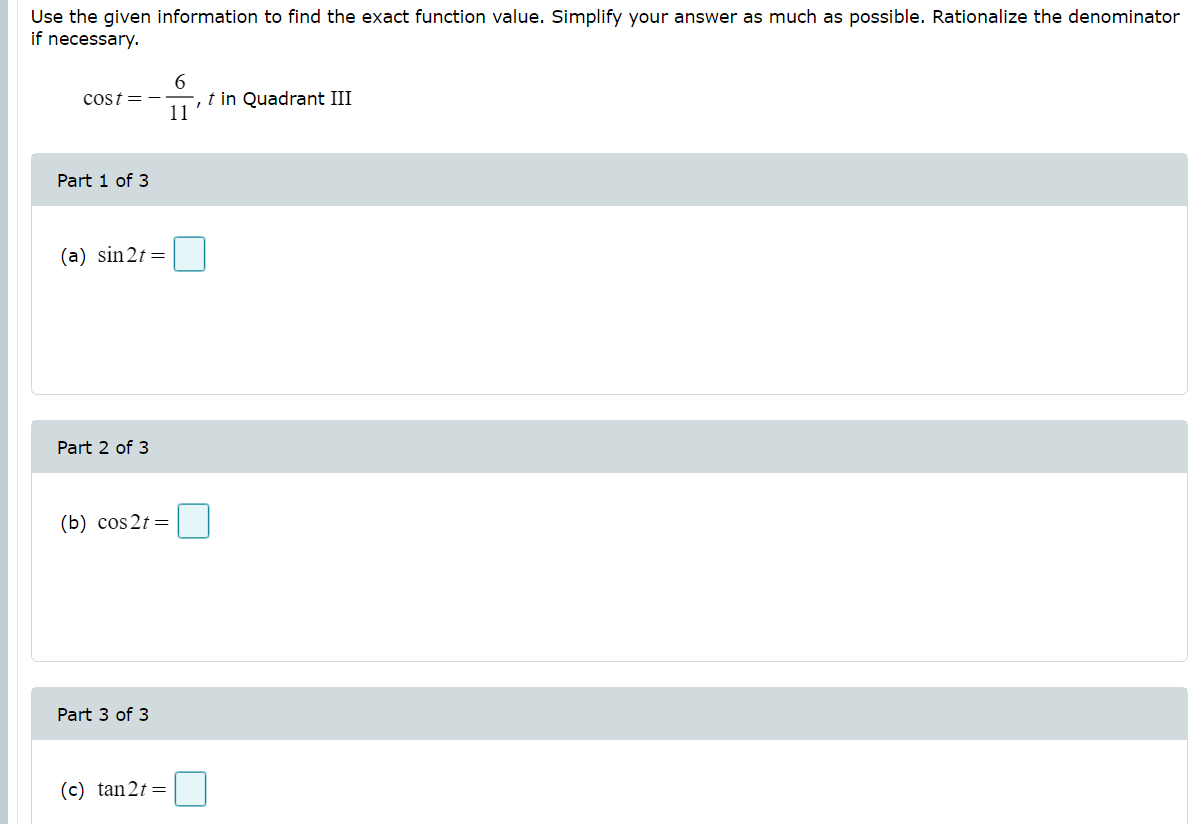 Solved Use the given information to find the exact function | Chegg.com