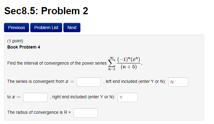Solved Sec8.5: Problem 1 Previous Problem List Next (1 | Chegg.com