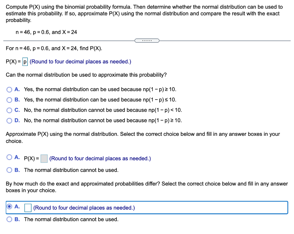 Solved Compute P(X) using the binomial probability formula. | Chegg.com