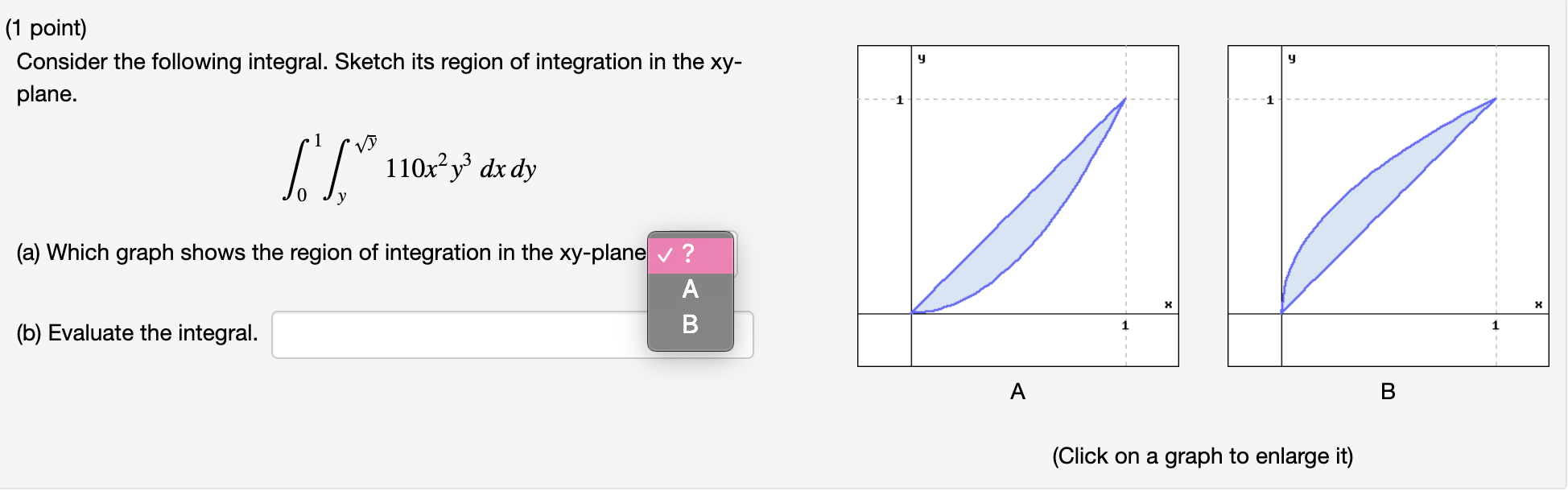 Solved (1 point) Consider the following integral. Sketch its | Chegg.com
