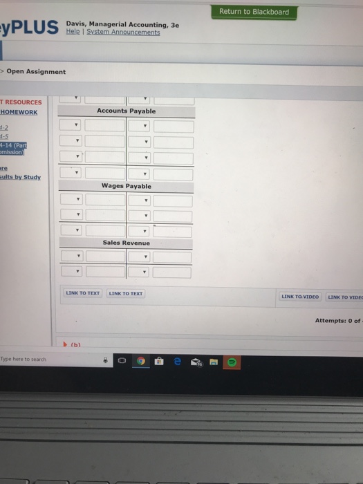 Solved Exercise 4-14 (Part Level Submission) | Chegg.com