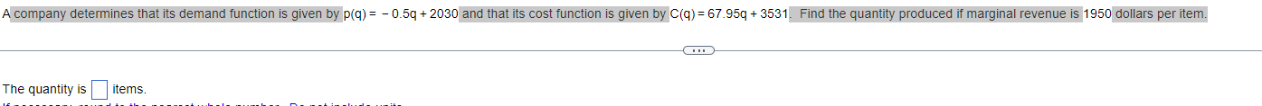 Solved The quantity is items. | Chegg.com