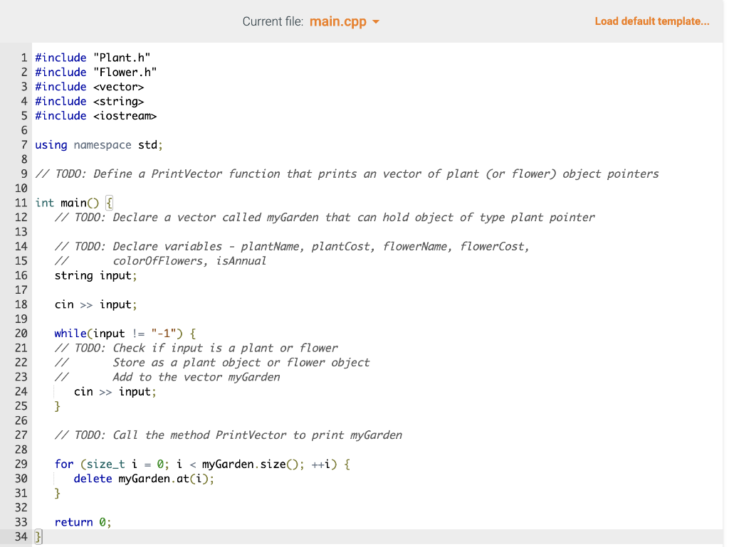 Solved Plant information (vector) Given a base Plant class | Chegg.com