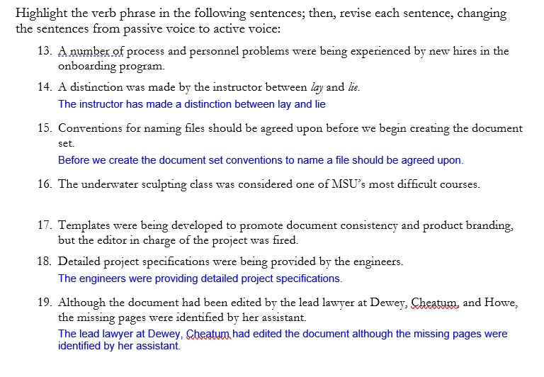 Solved Highlight the verb phrase in the following sentences; | Chegg.com
