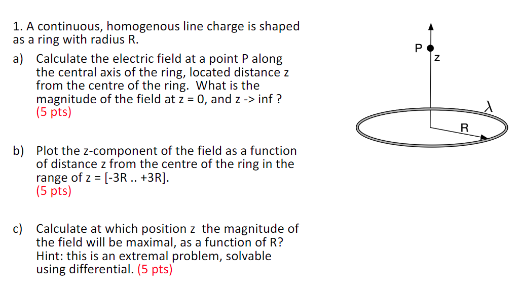 Solved 1. A continuous, homogenous line charge is shaped as | Chegg.com