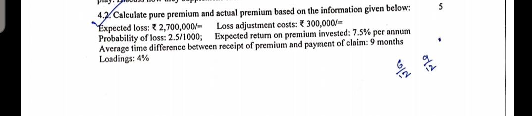 5 4.2. Calculate pure premium and actual premium | Chegg.com