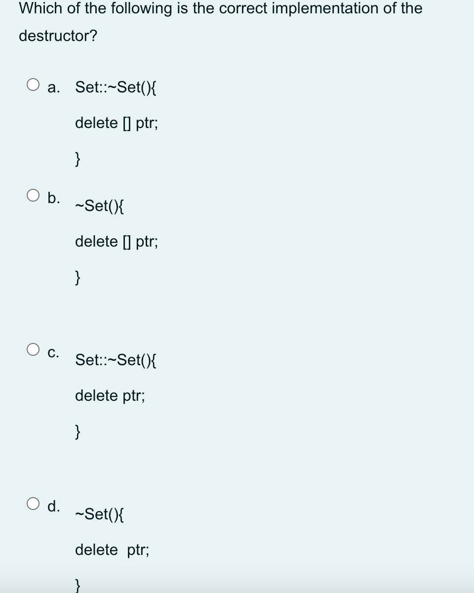 Solved Which of the following is the correct implementation | Chegg.com