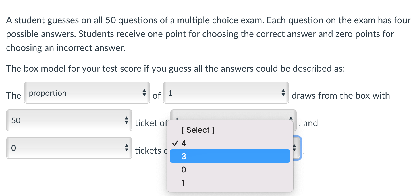 A student guesses on all 50 questions of a multiple | Chegg.com