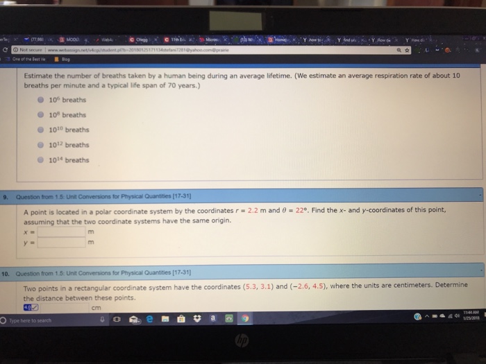 Solved さ Estimate the number of breaths taken by a human | Chegg.com