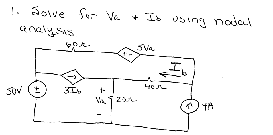 Solved Solve for Va + ﻿Ib using nodalanalysis. | Chegg.com
