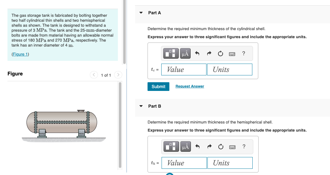 Solved The gas storage tank is fabricated by bolting | Chegg.com