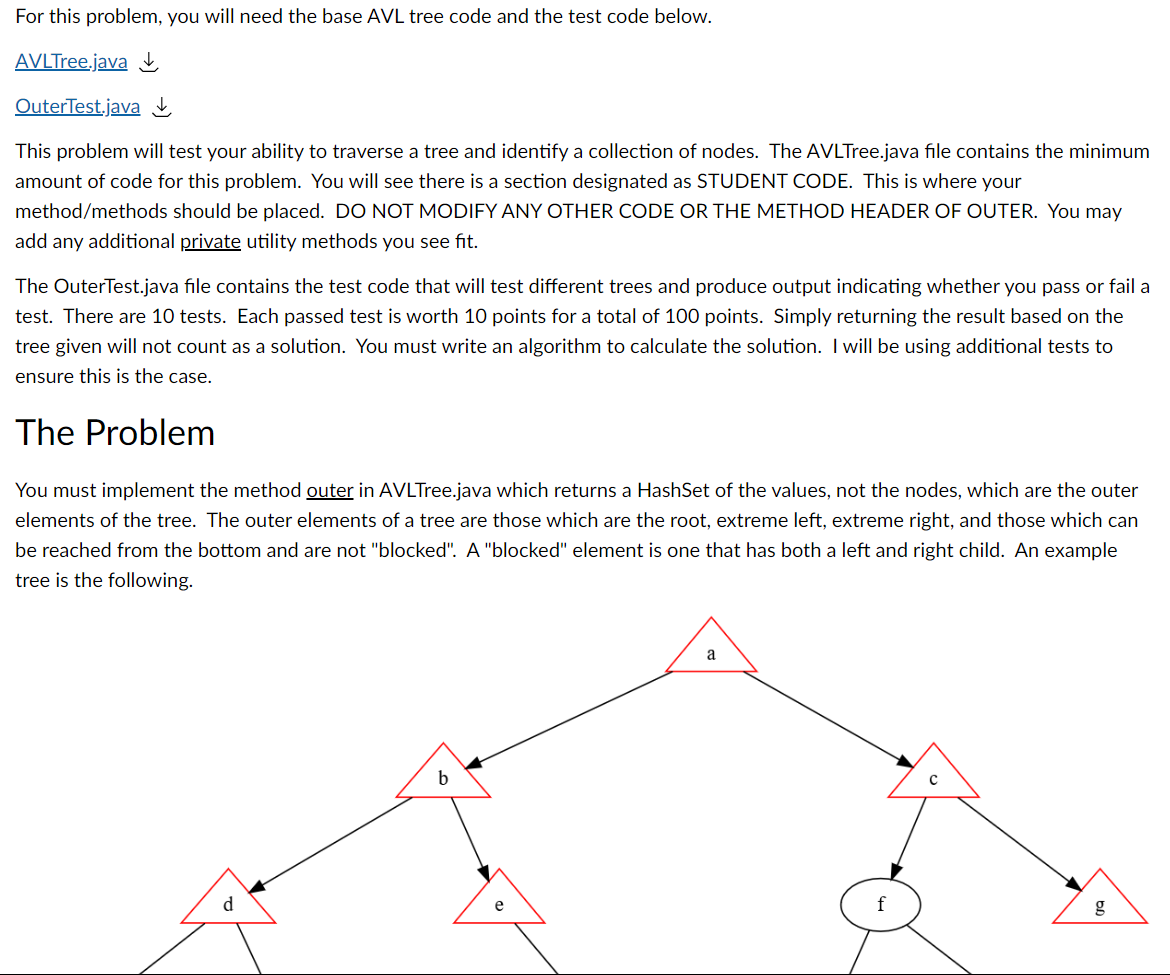For this problem, you will need the base AVL tree | Chegg.com