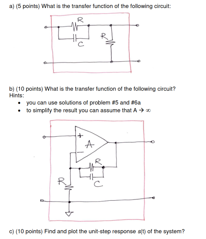Solved a) (5 points) What is the transfer function of the | Chegg.com