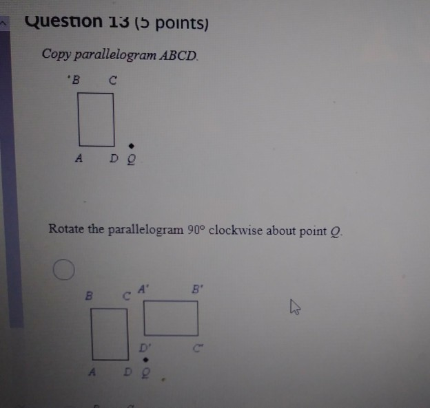 Solved Question 13 (5 points) Copy parallelogram ABCD. B C A | Chegg.com