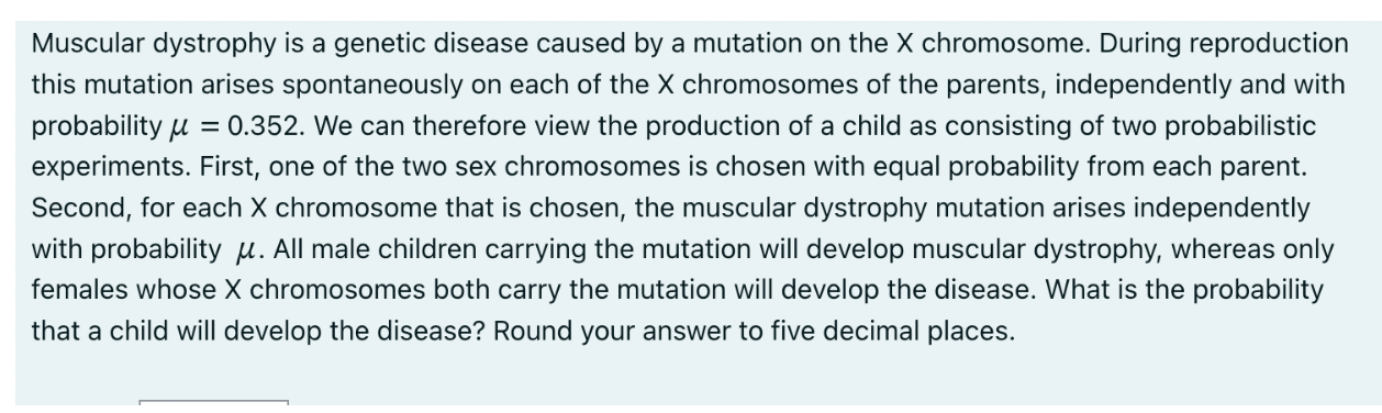 Solved Muscular dystrophy is a genetic disease caused by a | Chegg.com