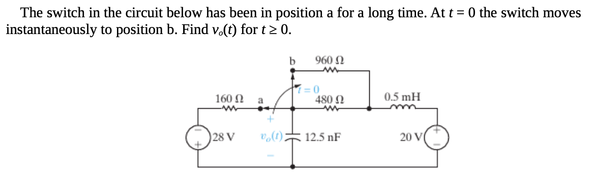 Solved The switch in the circuit below has been in position | Chegg.com