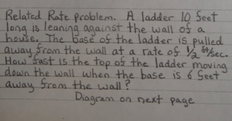 Solved Related Rate problem. A ladder 10 feet long is | Chegg.com