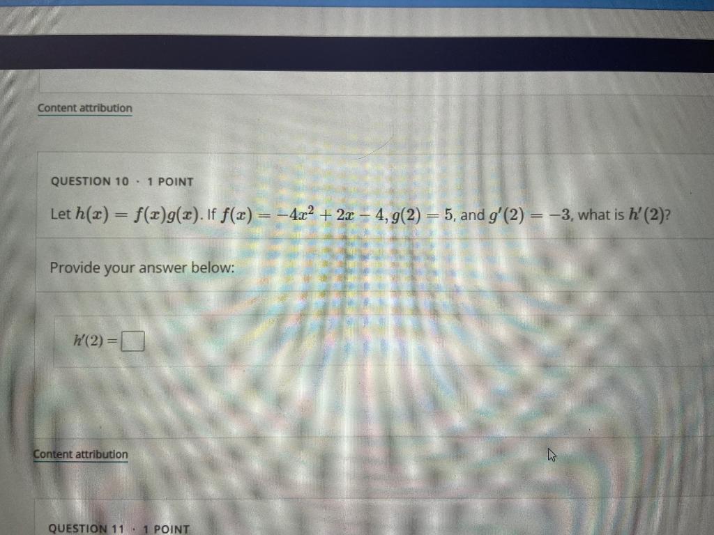 Solved Content attribution QUESTION 10 1 POINT Let h(x) = | Chegg.com