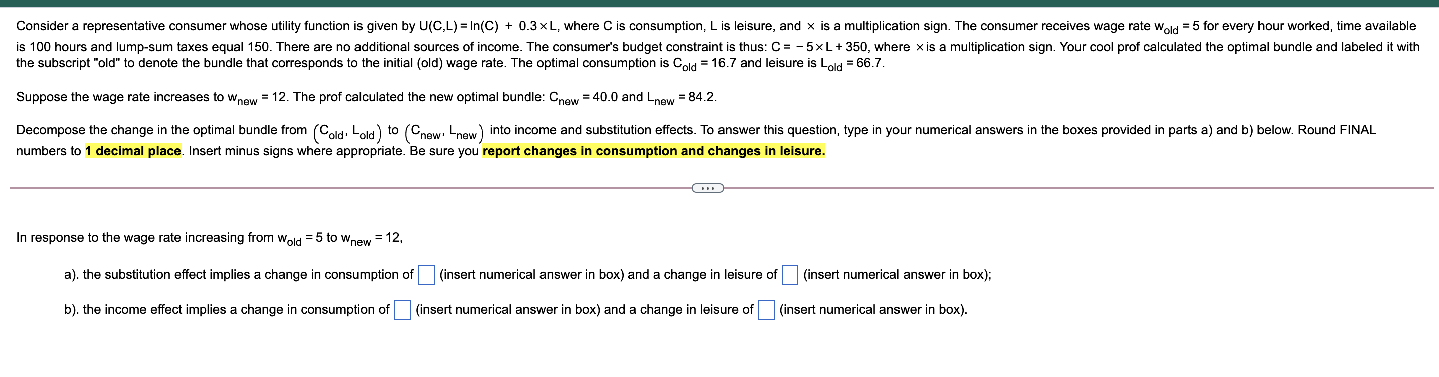 Consider a representative consumer whose utility | Chegg.com
