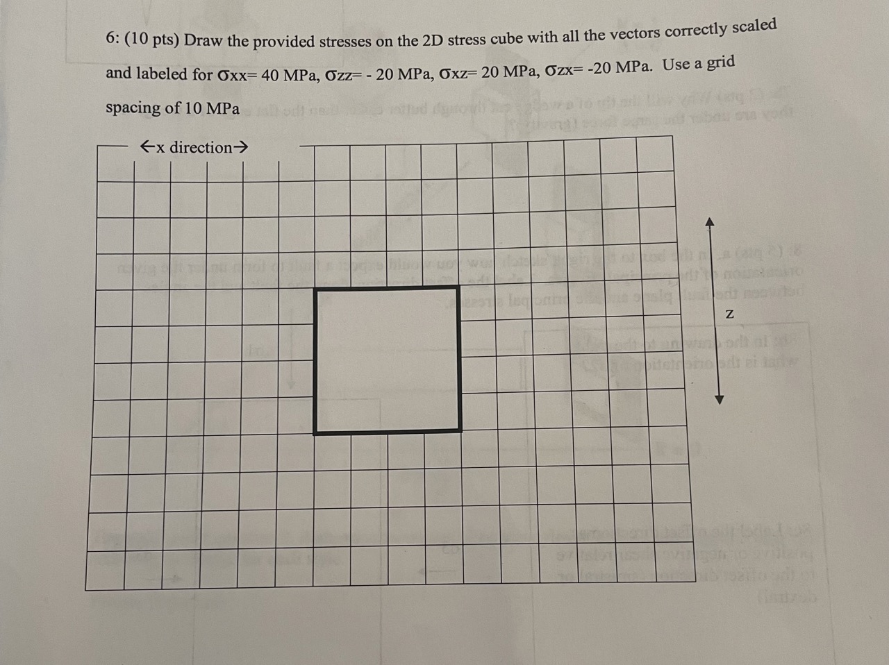 Solved 6: (10 pts) Draw the provided stresses on the 2D | Chegg.com