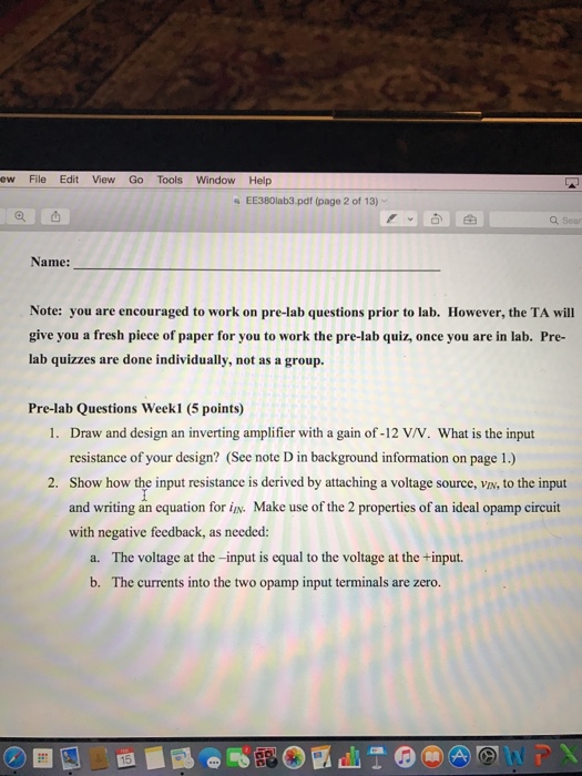 Solved ew File Edit View Go Tools Window Help EE380lab3.pdf | Chegg.com