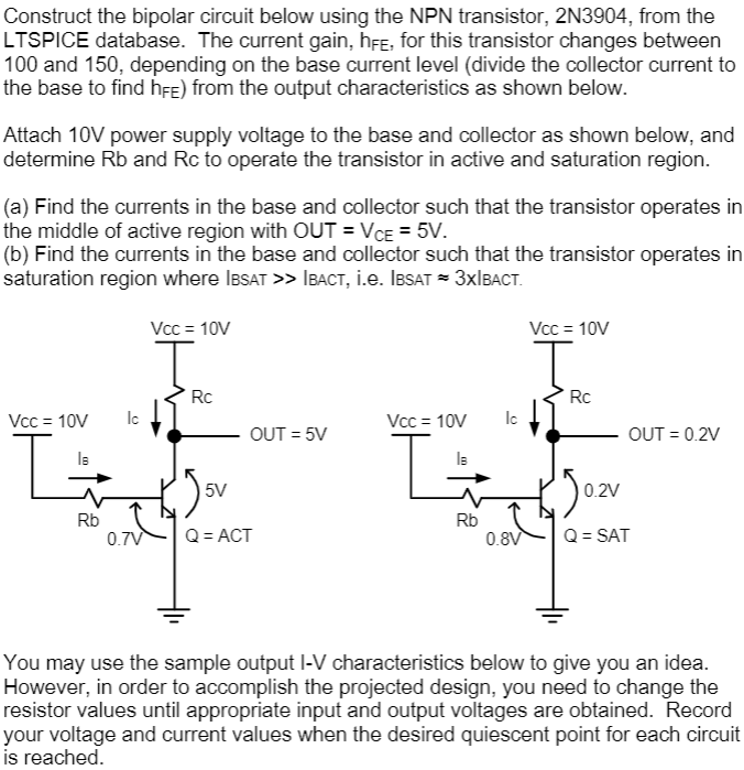 Solved Construct the bipolar circuit below using the NPN | Chegg.com