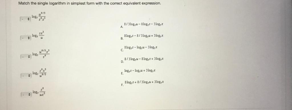 Solved Match the single logarithm in simplest form with the | Chegg.com