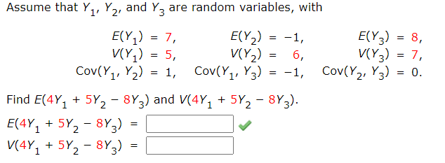 Solved Assume that Y1, Y2, and Y3 are random variables, with | Chegg.com