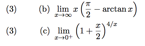 Solved TT (3) (b) lim x arctan x 1-0 2 (3) (c) lim lim (1 | Chegg.com