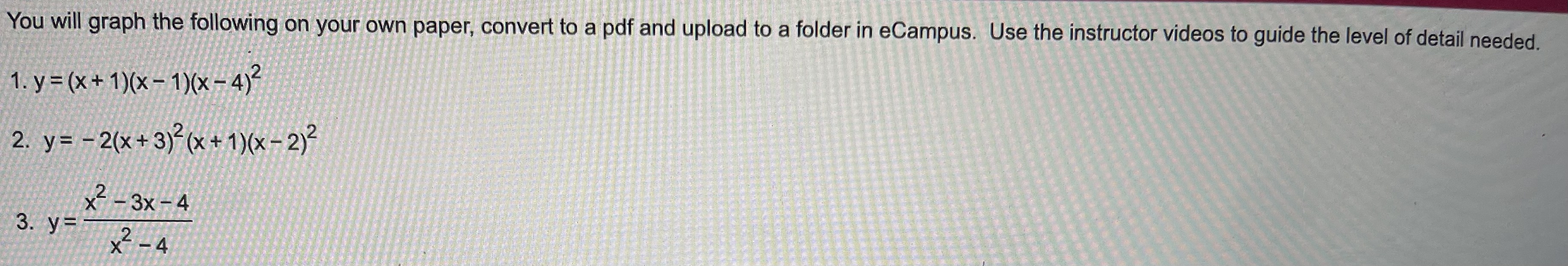 Solved You will graph the following on your own paper, | Chegg.com
