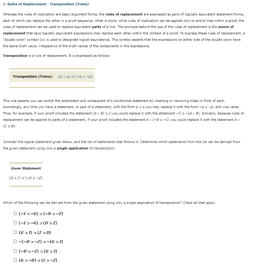 Solved 1. Rules of Replacement - Transposition (Trans) | Chegg.com Solved 1. Rules of Replacement - Transposition (Trans) | Chegg.com