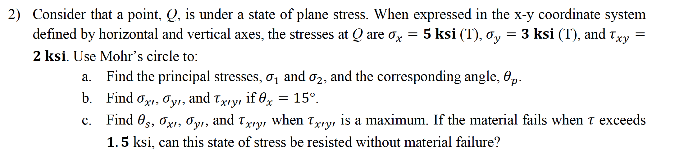 Solved draw the state of stress on a unit square in the | Chegg.com