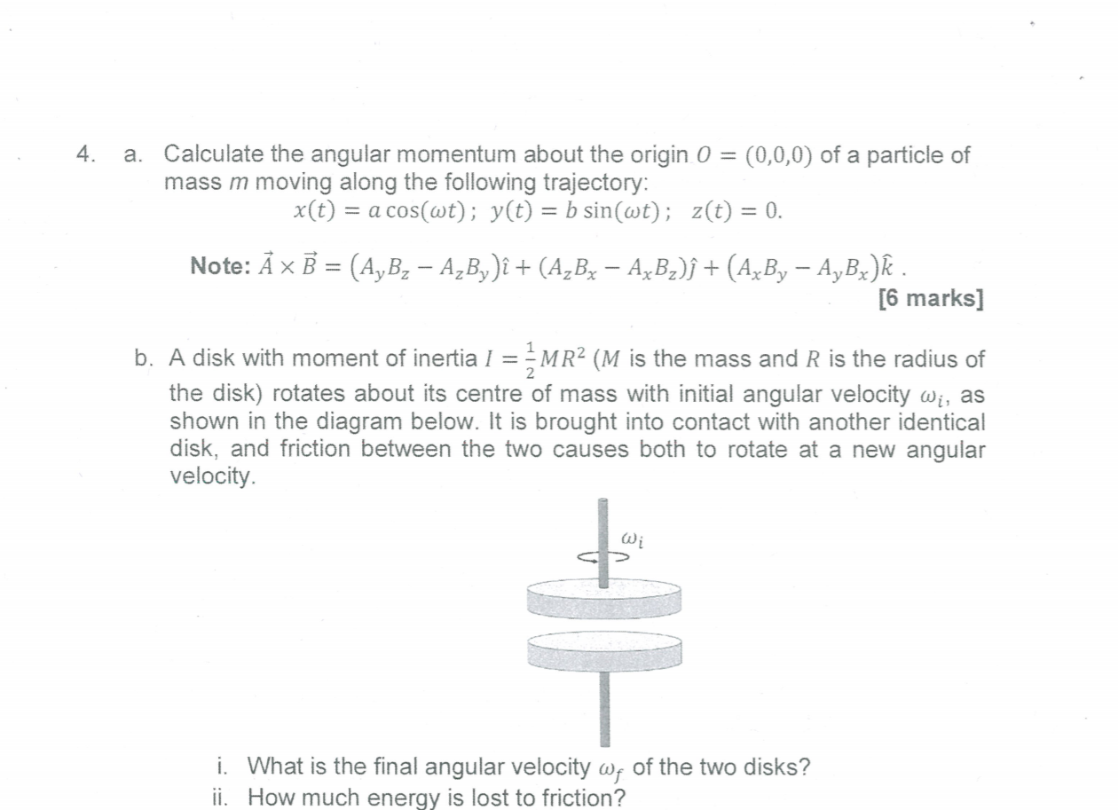 Solved 4. a. Calculate the angular momentum about the origin | Chegg.com