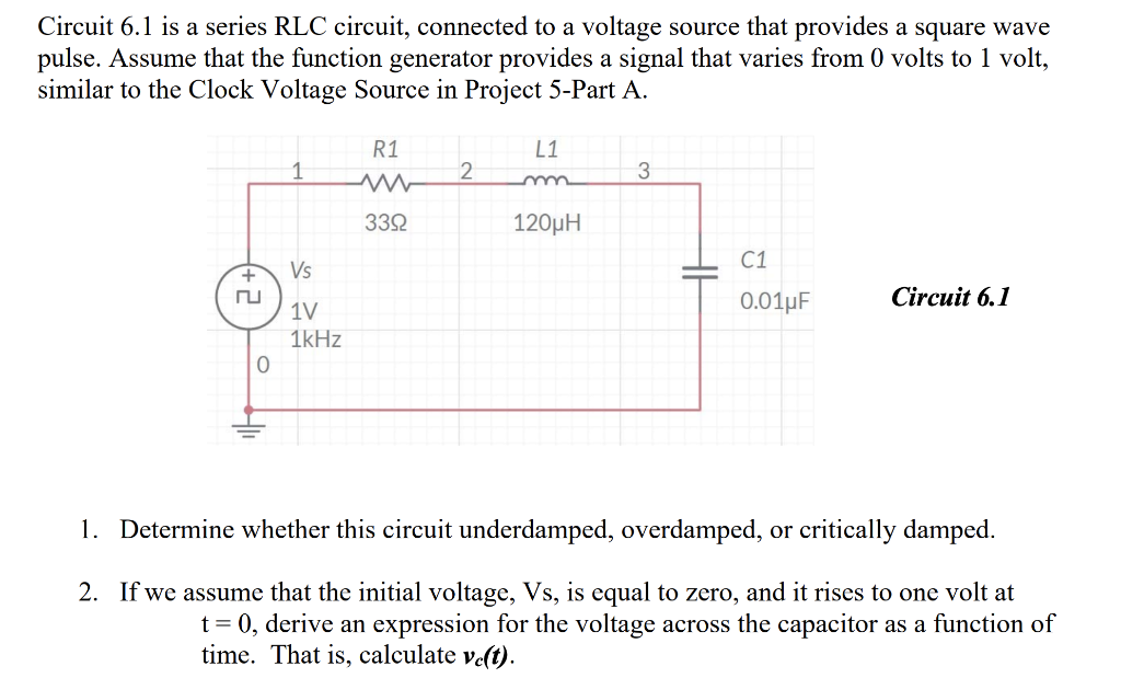Solved Circuit 6.1 is a series RLC circuit, connected to a | Chegg.com