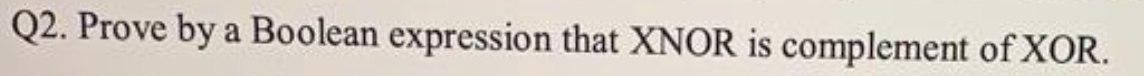 Solved Q2. Prove by a Boolean expression that XNOR is | Chegg.com