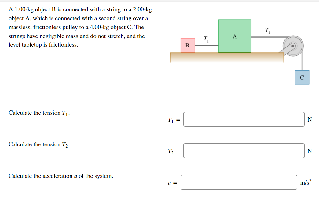 Solved A 1.00-kg object B is connected with a string to a | Chegg.com