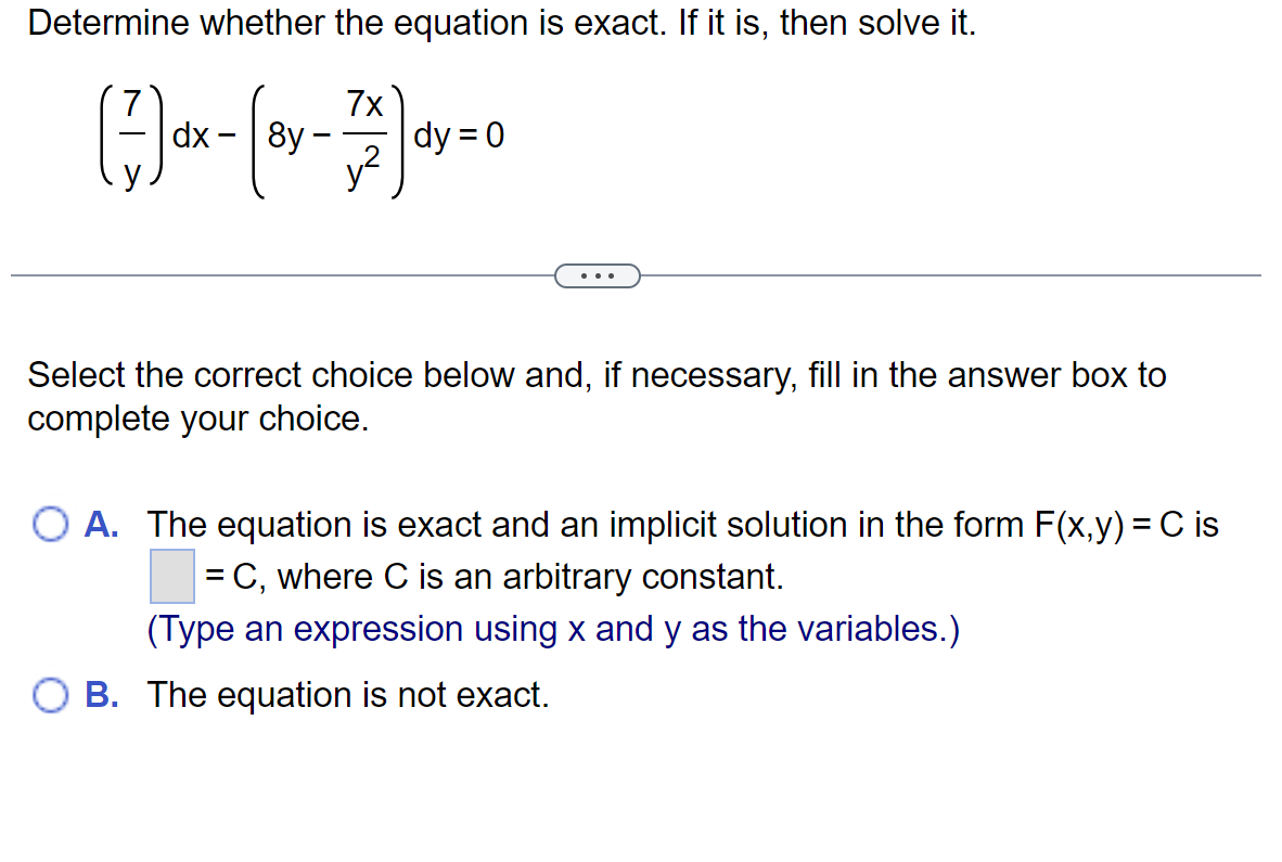 Solved Determine whether the equation is exact. If it is, | Chegg.com