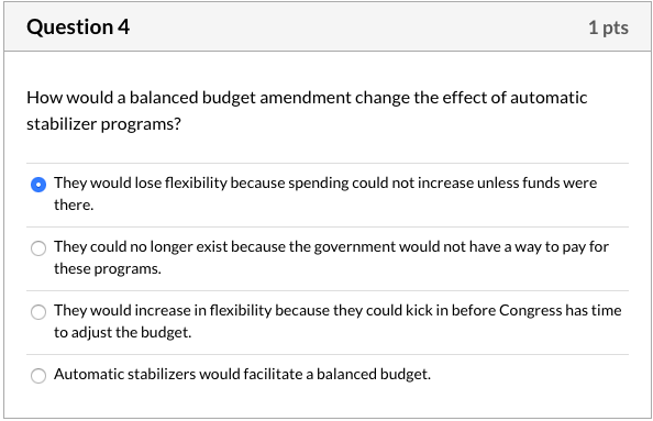 Solved Question 4 1 pts How would a balanced budget | Chegg.com
